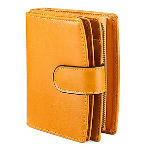 GOIACII Women's Wallet RFID Leather Wallets Small Bifold Zipper Pocket Card Case Purse