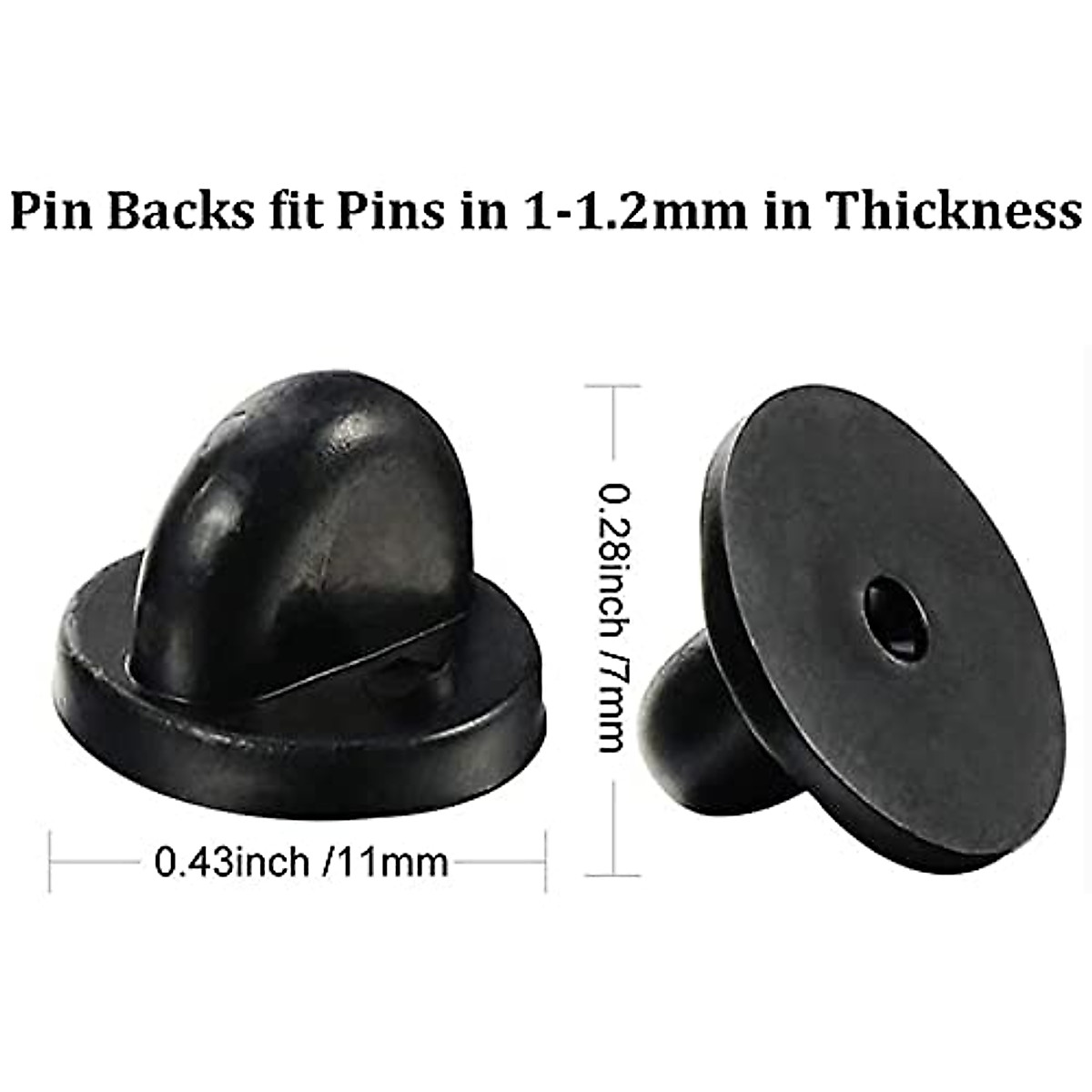 Rubber Pin Backs, 50PCS Lapel Pin Backs, Pin Safety Backs for Brooch Tie Hat Badge Insignia, Black