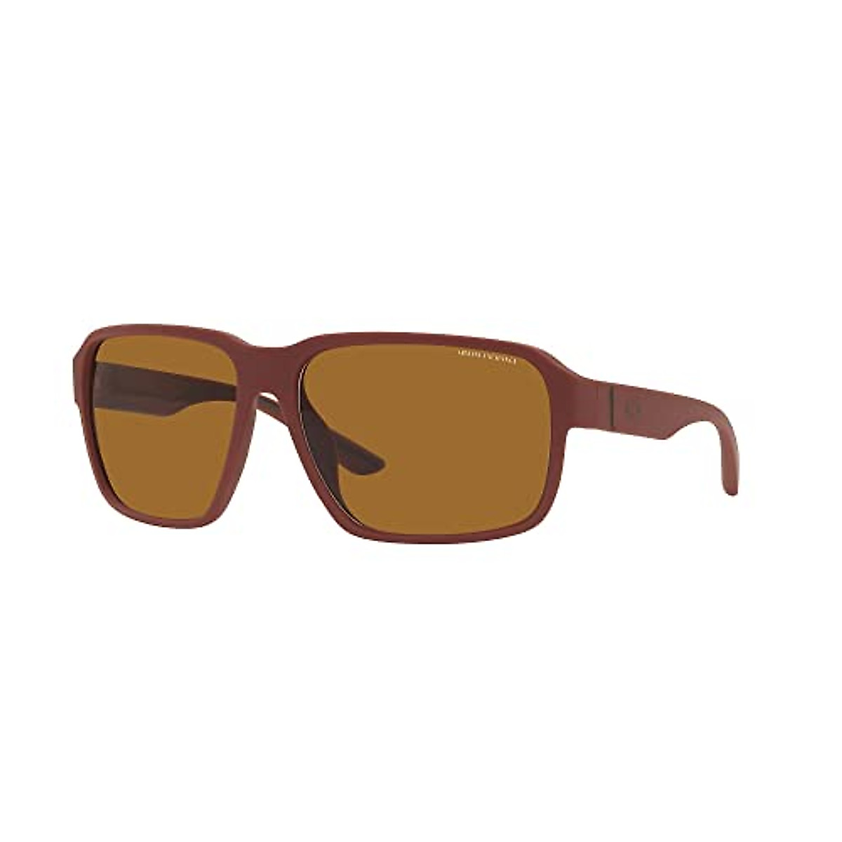 A|X ARMANI EXCHANGE Men's AX4131SU Universal Fit Square Sunglasses, Matte Red/Brown Polarized, 64 mm