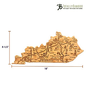 Totally Bamboo Destination Kentucky State Shaped Serving and Cutting Board, Includes Hang Tie for Wall Display