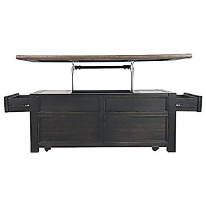 Signature Design by Ashley Tyler Creek Rustic Farmhouse Lift Top Coffee Table with Drawers, Brown & Black