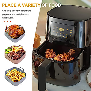 2pcs Air Fryer Silicone Liners Pot Basket 8 Inch Food Safe Non Stick Air Fryer Accessories Reusable Replace Parchment Air Fryer Liner Paper, Fits 3.6 To 6.8QT Air Fryer Square with Heat-proof Gloves