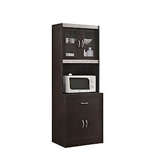 Hodedah HIK96 Choco Kitchen Cabinet, Chocolate Grey