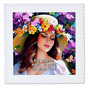 3dRose May All The Magic of Love be Upon You. Young Woman in The... - Quilt Squares (qs-379126-9)