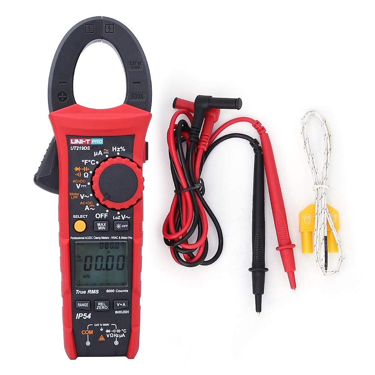 UT219DS Digital Clamp Meter 6000 Counts LCD Clamp Meter Voltage Current Resistance Tester Used to Measure Current Voltage Temperature Capacitance Resistance Diodes