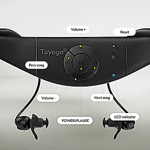 Waterproof Mp3 Player for Swimming, Tayogo IPX8 8GB Underwater Music Headsets for Sports(4 Pairs Earplugs)-Black