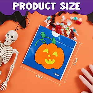 JOYIN 96 Pcs Halloween Drawstring Candy Bags, Small Trick or Treat Bags Bulk, Plastic Goodie Bags for Trick or Treating, Gift Bags for Kids Boys Girls Halloween Party Favors Supplies