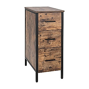 UEV Bathroom Drawer Organizer,Free Standing Single Vanity,Brown Nightstand,Vertical Dresser Storage Tower Vanity for Bedroom/Hallway/Entryway,Self-Assemble,3 Drawers