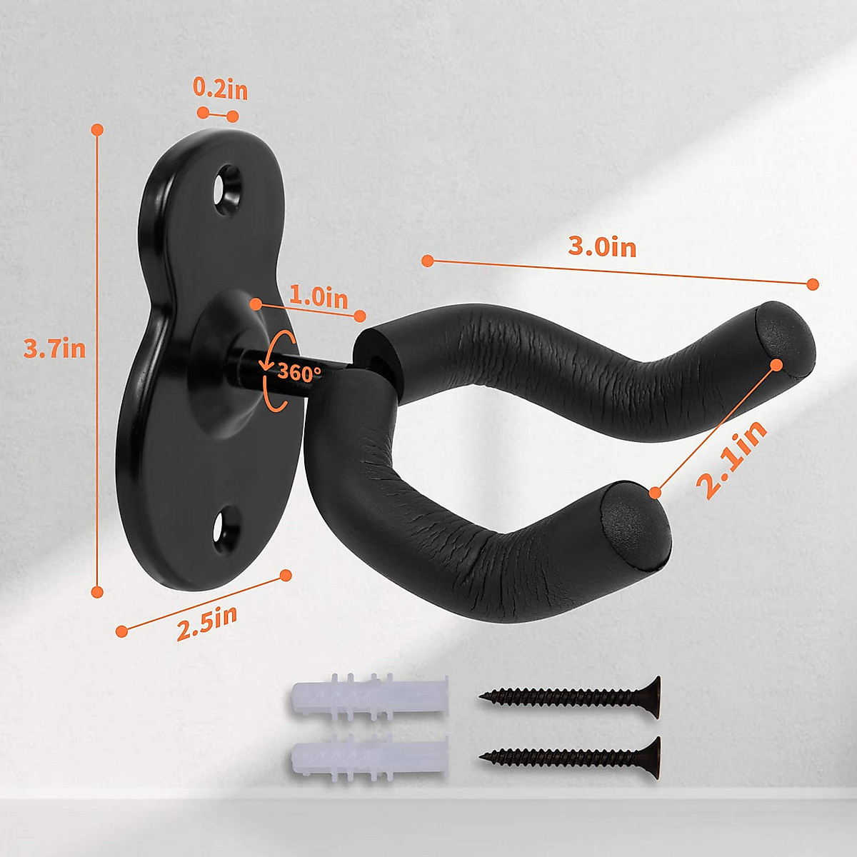 WOGOD Guitar Wall Mount Hangers, Guitar Wall Hanger 2 Pack,Guitar Hanger Wall Mount for Home and Studio