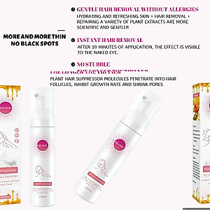 Hair Stop Growth Spray, Honey Hair Removal Foam Hair Removal, Non-Irritating Hair Removal Inhibitor for Body and Face,