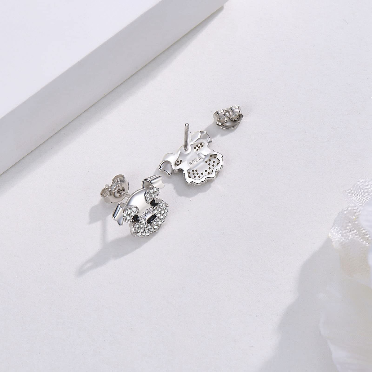 Schnauzer Stud Earrings 925 Sterling Silver Terrier Dog Puppy Pet Earrings Schnauzer Jewelry Gifts for women