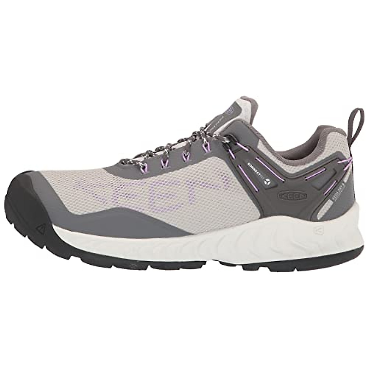 KEEN Women's-NXIS Evo Low Height Waterproof Fast Packing Hiking Shoes, Steel Grey/English Lavender, 9