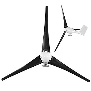 1200W Small Wind Generator Turbines Kit 3 Blades Generator Power Parts Turbines Kit for Marine Home Charging(Black 48V)