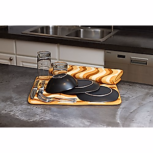 Campanelli's Dish Drying Mats w/ Hanging Loop - 2-Piece - Gently Dry Dishes & Delicates - Highly Absorbent Premium Microfiber, Foldable & Machine Washable - As Seen On QVC (16" x 18", Olive Grove)