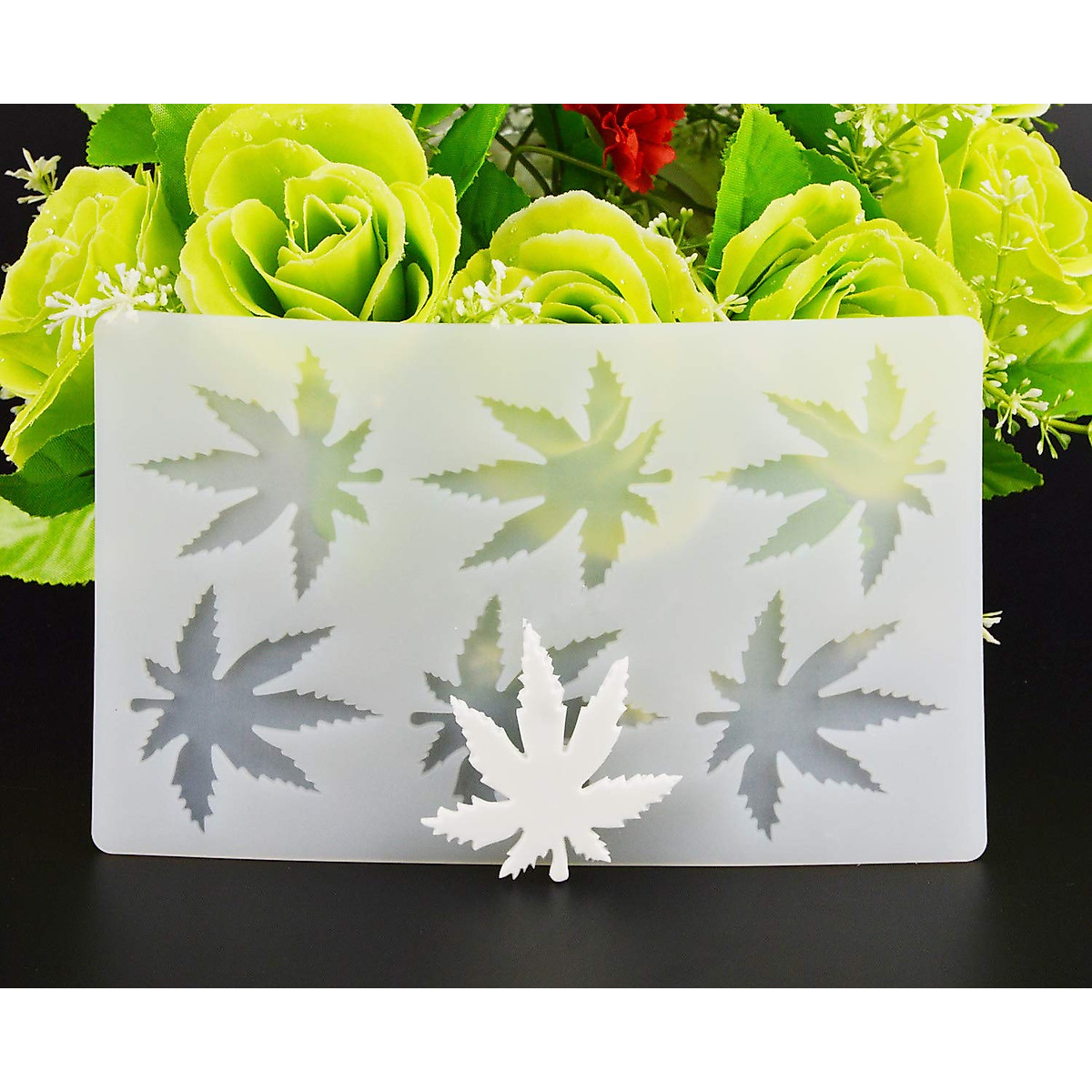 (THIN and SHALLOW) Marijuana Leaf Embossed Fondant Maple Silicone Mold for Chocolate Candy Gum Paste Polymer Clay Resin Kitchen Baking Sugar Craft Cake Cupcake Decorating Tools