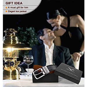 BULLIANT Men's Belt,Reversible Belt 1.25" For Gift Mens Casual Golf Dress pants shirts,One Reverse For 2 Sides(Black/Light Brown,32"-34" Waist Adjustable)