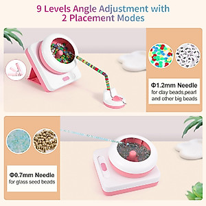 Electric Bead Spinner, Cordless Clay Bead Spinner Rechargeable with 3 Speeds 9 Adjustable Angles and Needles, Automatic Seed Bead Spinner for Bracelet Jewelry Necklaces Making, Gift Ideas for Girls