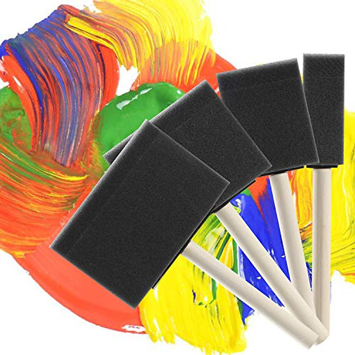 Bates Foam Paint Brushes - 20 Pack Assorted Sizes for Craft & Home