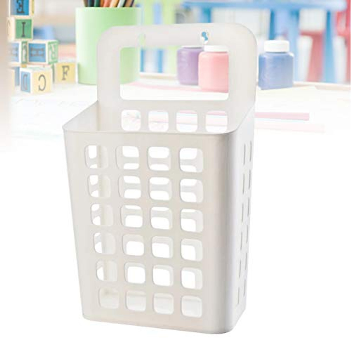 Zerodeko Plastic Hanging Shower Caddy Kitchen Bathroom Storage Basket Laundry Basket Clothes Hanging Organizer Hanging Cups Holder for Kitchen Bathroom Cabinet Toilet White