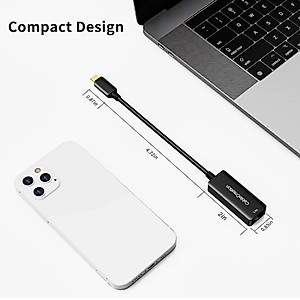 CableCreation USB C to 2.5G Ethernet Adapter, USB C 3.1 to RJ45 2.5 Gigabit LAN Thunderbolt 3, Compatible with MacBook Pro MacBook Air iPad Pro Surface Pro 7 Dell XP15 13 Chromebook Windows Mac OS