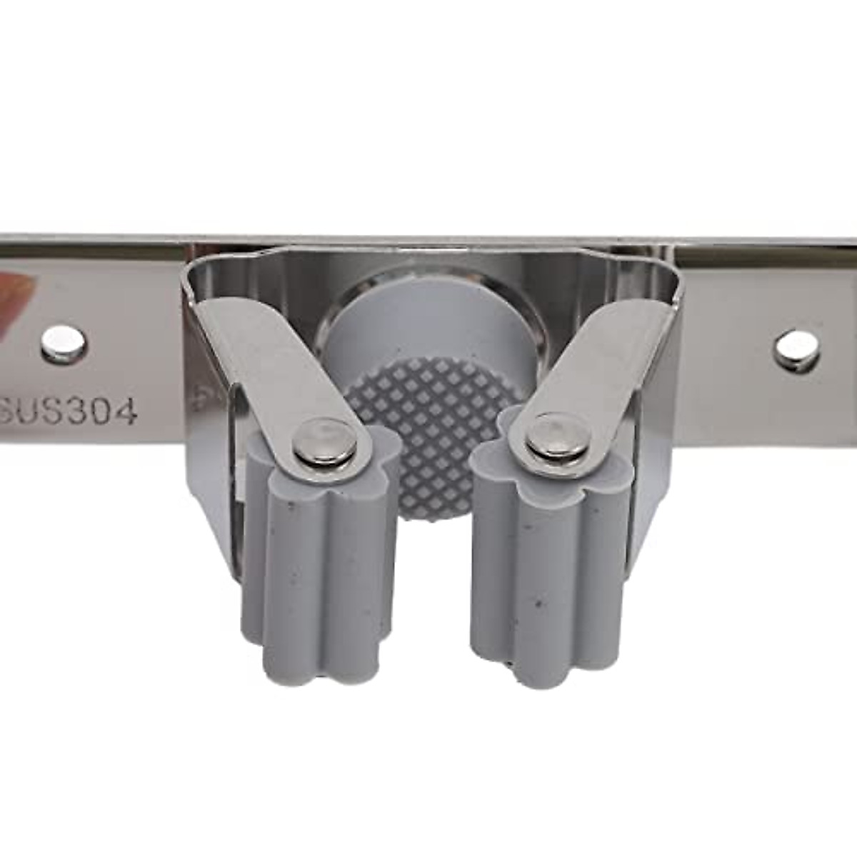 YYQTGG Mop Holder, Stainless Steel Broom Holder Silver for Garage