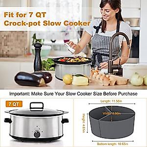 Dompion Silicone Slow Cooker Liners, Reusable 3 Divider Insert Fits for Crock-pot Oval 7 QT Slow Cooker, Dishwasher Safe, Easy Cleanup, Food-Grade BPA Free Cooking Liners for Most 7 QT Slow Cooker