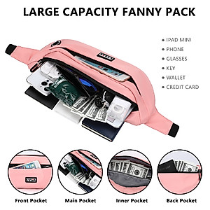 UYLIA Large Crossbody Fanny Pack with 4 Zipper Pockets for Men Women,Water Resistant Waist Pack, Gifts for Enjoy Sports Running Hiking Traveling Workout Walking Outdoors Sport