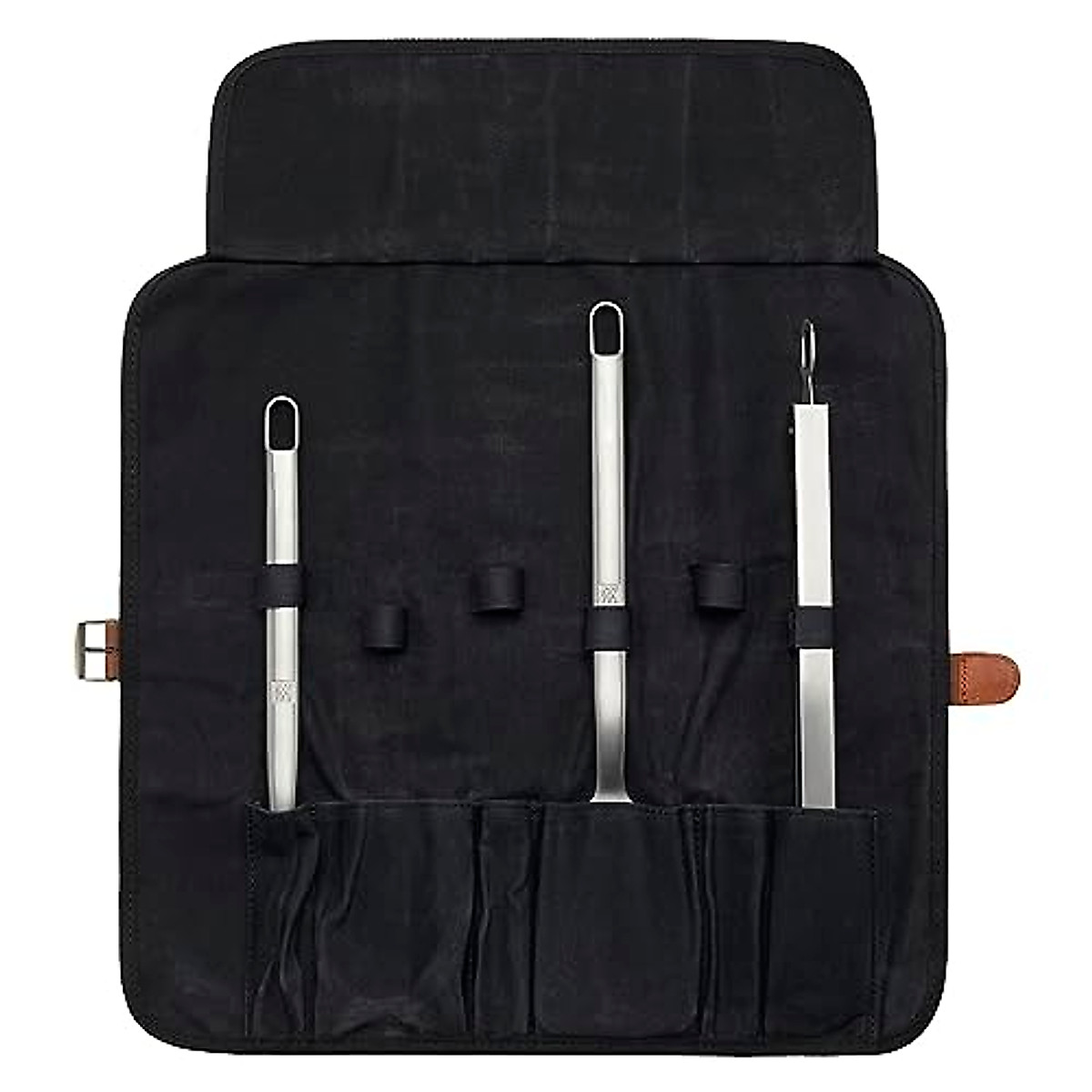 ZWILLING BBQ+ 4-pc Grill Tool Set, BBQ accessories, Grilling Gift Set, Set Includes Grill Spatula, Grill Tongs, Grill Fork and Chef's Tool Wrap, Stainless Steel, Dishwasher Safe