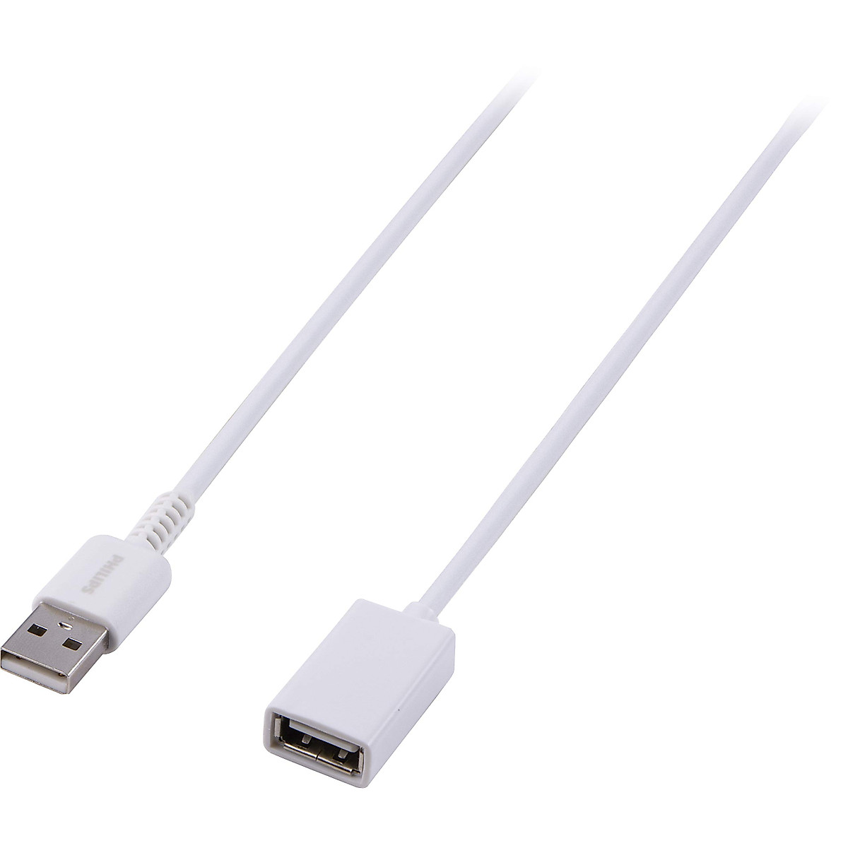Philips 6ft. (1.8m) USB 2.0 Charging Extension Cable, USB-A Male to USB-A Female Extender, Sleek White Finish, High Speed, Works with Windows 7+ and Mac, Works With Andriod and iOS Devices SWU2801N/27