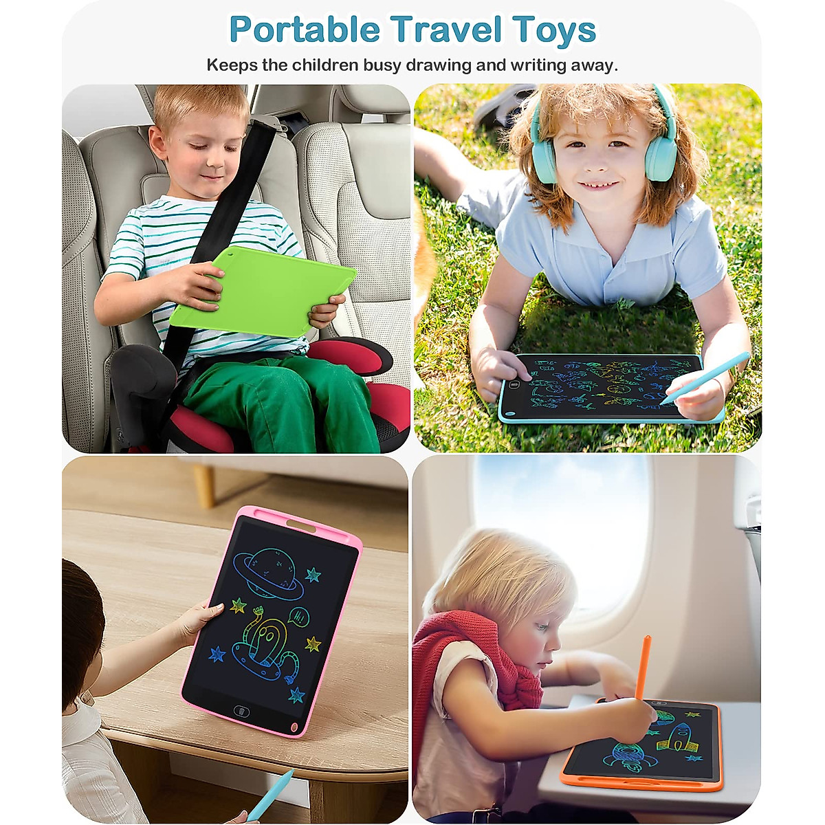 Cousper LCD Writing Tablet, 2 Pack 10 Inch Doodle Board Toys for Toddlers Kids, Colorful Drawing Tablets for 3 4 5 6 7 8 Years Old Boys and Girls, Educational Learning Toys Birthday Gifts, Blue+Pink