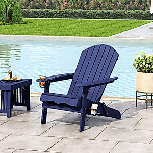 Christopher Knight Home Edmund Outdoor Acacia Wood Folding Adirondack Chair, Navy Blue