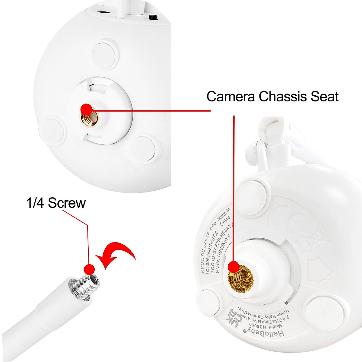 iTODOS Baby Monitor Mount Compatible with HelloBaby HB65/HB6550/HB6558/HB66/HB248,ANMEATE SM935E/SM650 Baby Monitor, 8inches Flexible Arm,Baby Camera Mount Attach Your Baby Cam Wherever