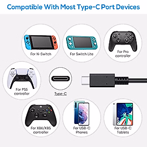 Charging Cable for Switch/Switch Lite/Switch OLED, Charger for Switch and Switch Lite, for Samsung Galaxy S9 S8 Note 8 and Other USB C Cable (9.8ft) Black