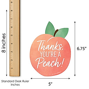 Big Dot of Happiness Sweet as a Peach - Shaped Thank You Cards - Fruit Themed Baby Shower or Birthday Party Thank You Note Cards with Envelopes - Set of 12