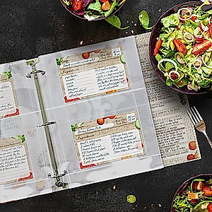 Recipe Card Protectors 4x6, Pack of 25 Top-Loading Crystal Clear Recipe Card Sleeves with 2 Pockets for 3 Ring Binder, Plastic Index Card Protector for Kitchen Cookbook (25 Pack, 4 x 6'' - 2 Pocket)