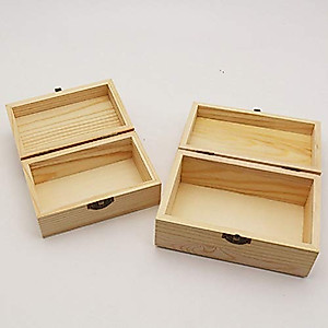 NUOBESTY Unfinished Wooden Boxes 5-Pack Wood Jewelry Boxes Desktop Organizer Gift Case for DIY Projects, Home Decor, Storage Tray