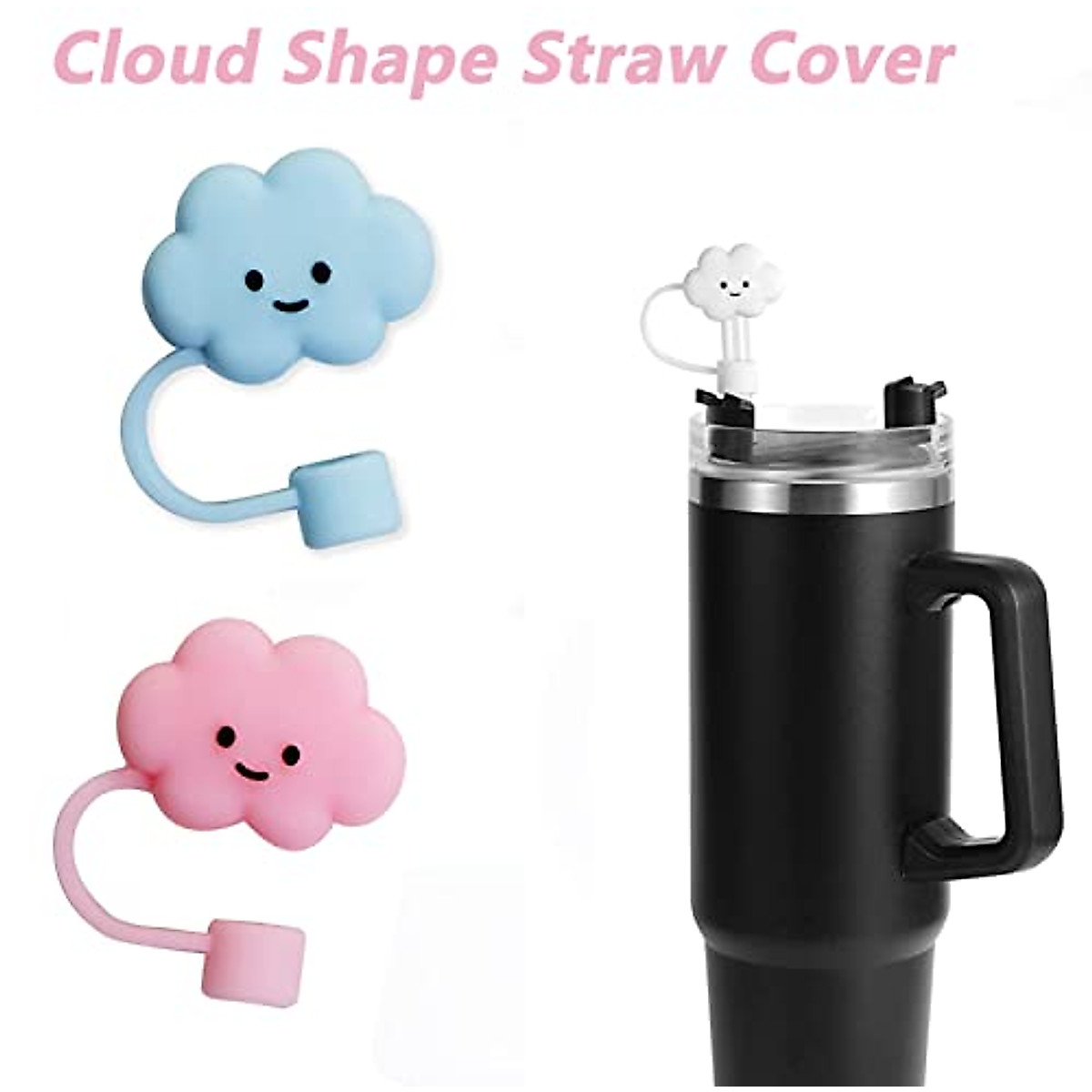 6PCS Straw Covers Cap for Stanley Tumblers Cup Silicone Soft Protector Cover Straw Tips Cover Reusable Drinking Straw Tips Lids Dust-proof Colorful Cloud Shape Straw Cover for Stanley Cup 40 oz