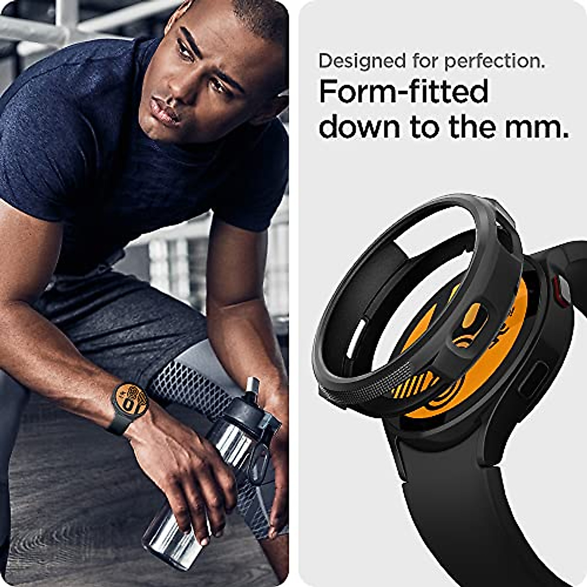 Spigen Liquid Air Armor Designed for Samsung Galaxy Watch 5, Galaxy Watch 4 Case 40mm (2022/2021) - Matte Black
