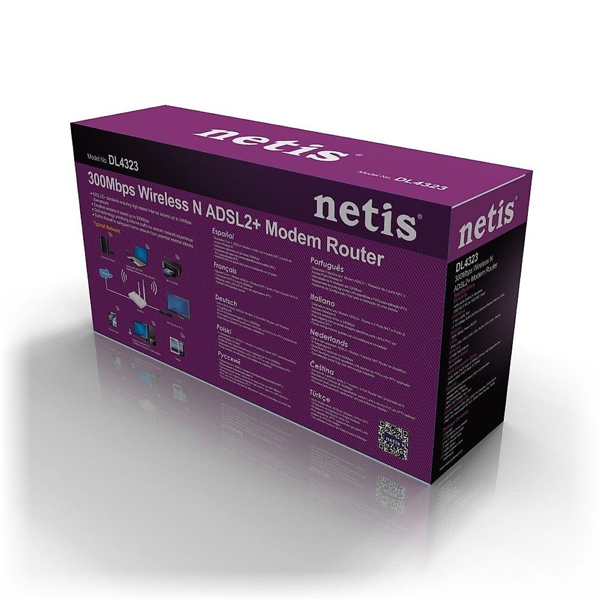 Netis DL4323 300Mbps High-Speed Wireless N ADSL2 and Modem Router Combo | 4-Port NAT Router and Wireless N Access Point with High Gain Antenna