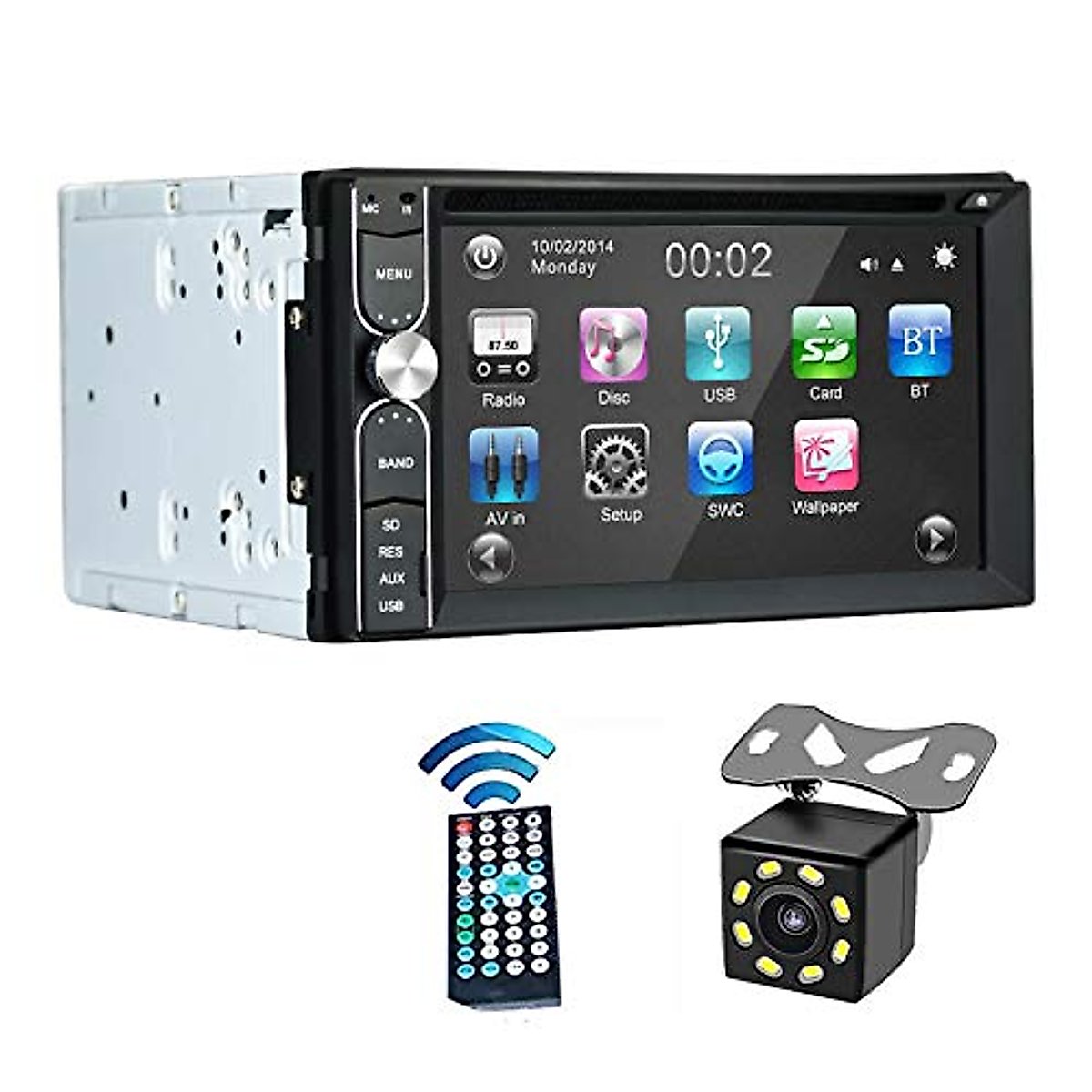 EZoneTronics Backup Camera Included + Double Din Car Stereo DVD/CD/AM/FM Player Radio Bluetooth Capacitive Touch Screen Support USB SD 1080P Multi Language Remote Control