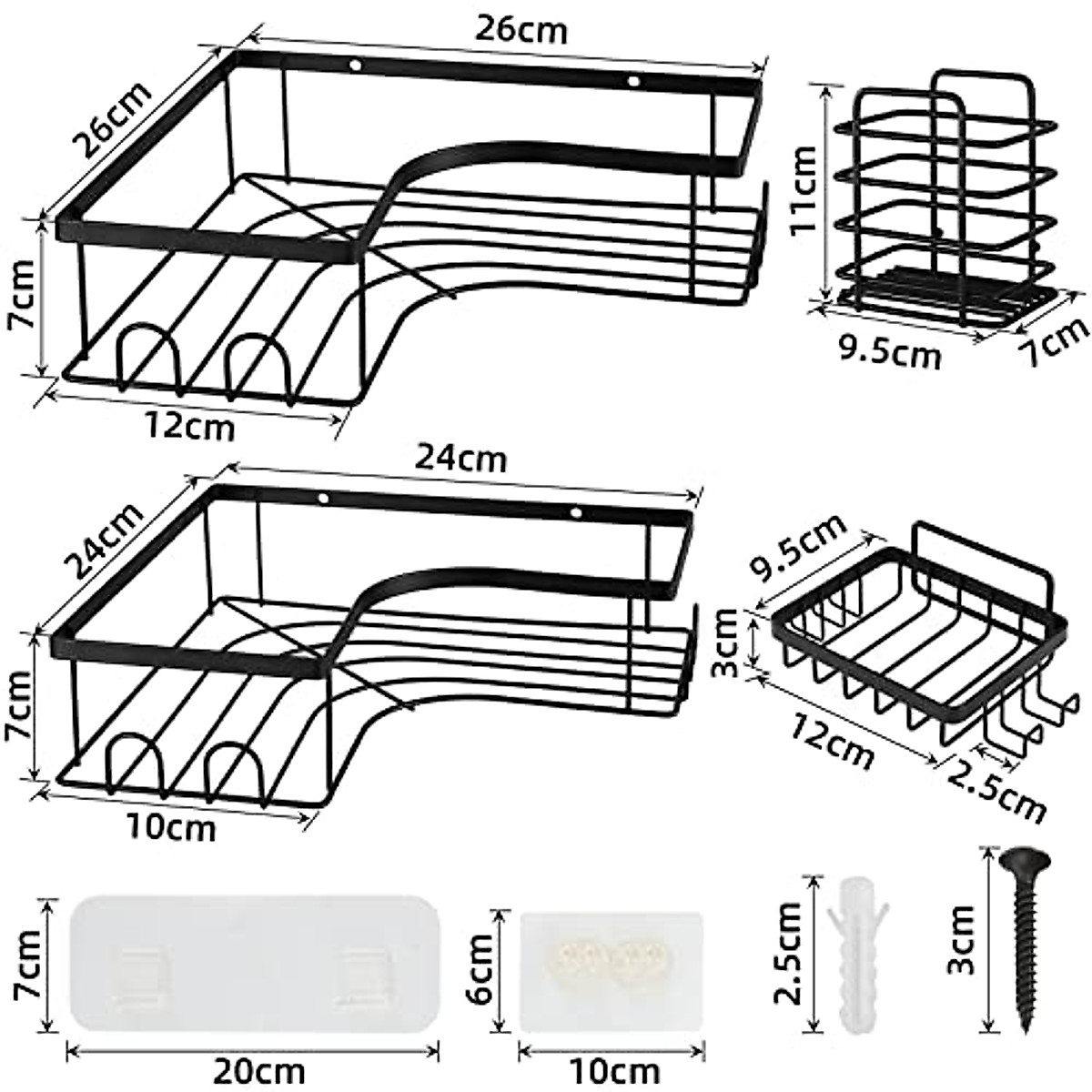 YISUN Corner Shower Caddy,Shower Organizer Corner Stainless Steel Bathroom Shower Caddy No Drilling Shower Shelves Corner with Toothbrush Holder,Soap Holder for Inside Shower,Matte Black
