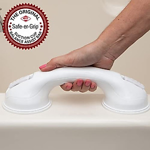 Safe-er-Grip Safe-er-Grip Changing Lifestyles Suction Cup Grab Bars for Bathtubs & Showers; Safety Bathroom Assist Handle, White, 12 inches