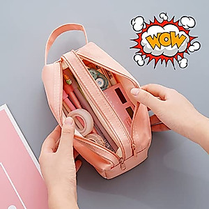 KDWDWLL Pencil Case Big Capacity Pencil Pouch 2 Compartments Pen Case Desk Organizer Marker Simple Stationery Bag Pencil Holder for Teen Girls Boys Kids (Gray)