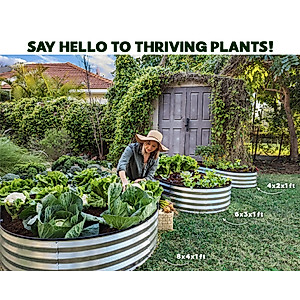 Galvanized Raised Garden Beds Outdoor // 4×2×1 ft Planter Raised Beds for Gardening, Vegetables, Flowers // Large Metal Garden Box (Silver) // Patent Pending Tool-Free Assembly