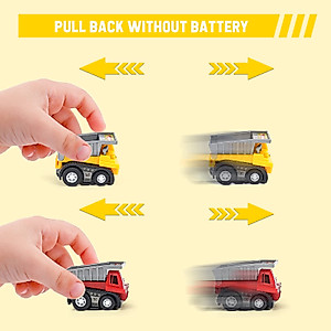 jerryvon 14 Mini Cars & 7 Acrylic Display Boxes Construction Pull Back Vehicle Toys for 3 4 5 Year Old Toddlers Boys Kids Trucks Tractor Bulldozer Party Favors Supplies Birthday Gift