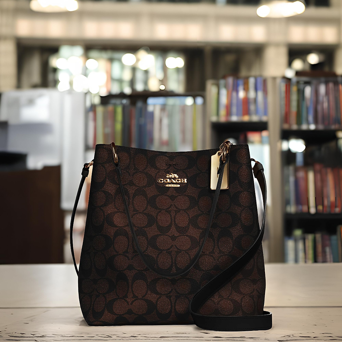 COACH Town Bucket Bag, Brown Black