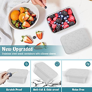 Oyrlize 4Pack Stainless Steel Snack Containers (18oz/1.6oz)- Snackbox Reusable Small Lunch box Leakproof Stainless Steel Food Storage Container Metal Mini Bento Box with Dip Containers