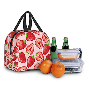 Fashion Strawberry Lunch Box Travel Bag Picnic Bags Insulated Durable Shopping Bag Back To School Reusable Waterproof Bags For Man Woman Girls Boys