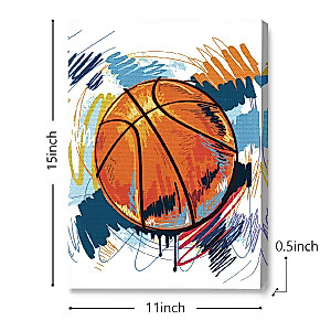 IIONGDE Basketball Canvas Wall Art, Basketball Posters Canvas Prints Painting Ready to Hang for Teenage Boys Basketball Fans Home Bedroom Locker Room Gym Wall Decor 12" X 15"
