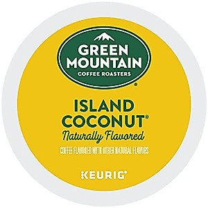 Green Mountain Coffee Roasters Island Coconut, Single-Serve Keurig K-Cup Pod, Flavored Light Roast Coffee, 12 Count (Pack of 6)